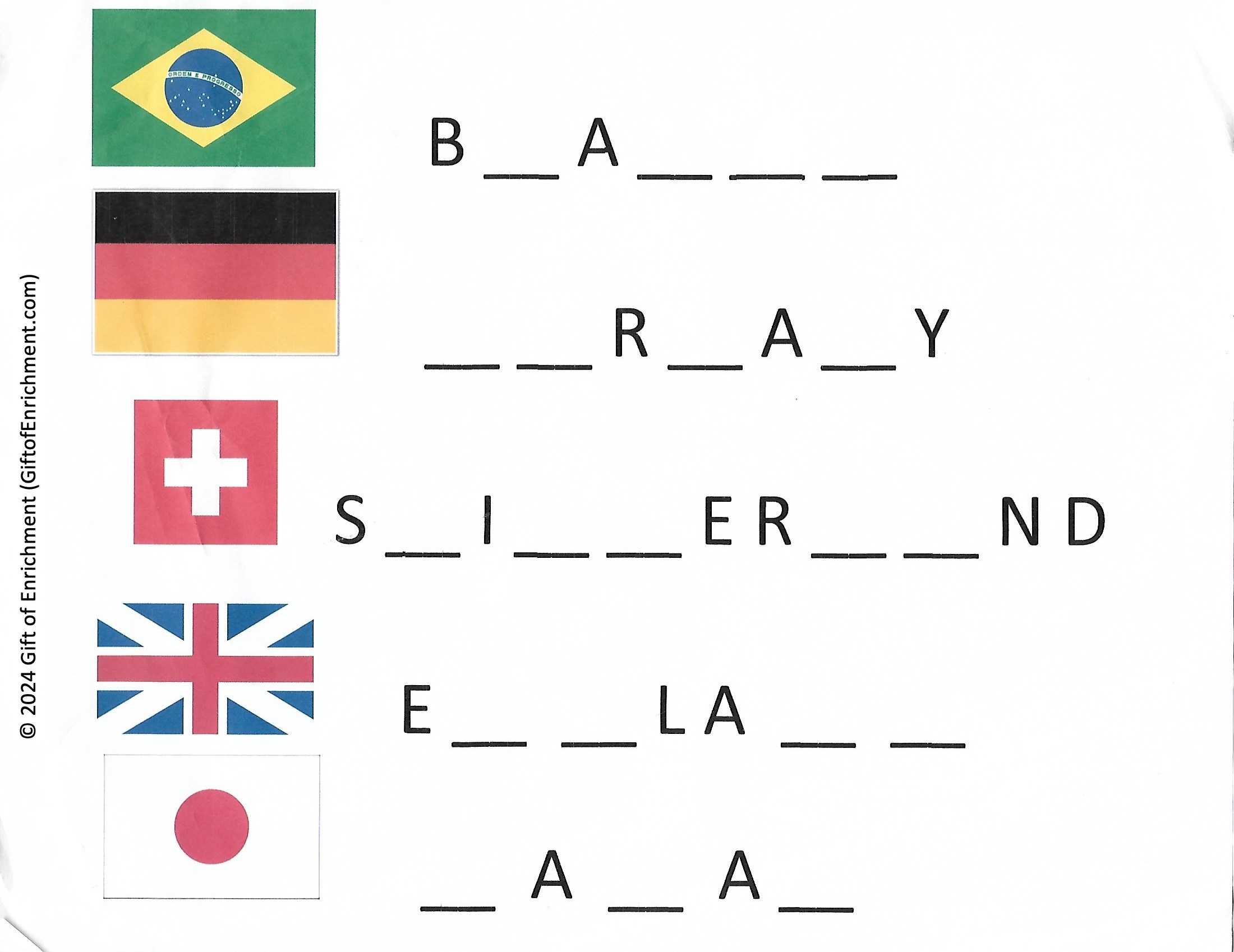 Countries Missing Letters D2